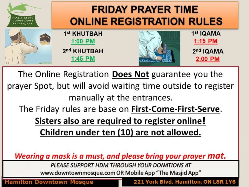 Friday Prayer Times Changes – Hamilton Downtown Mosque, Ontario ...